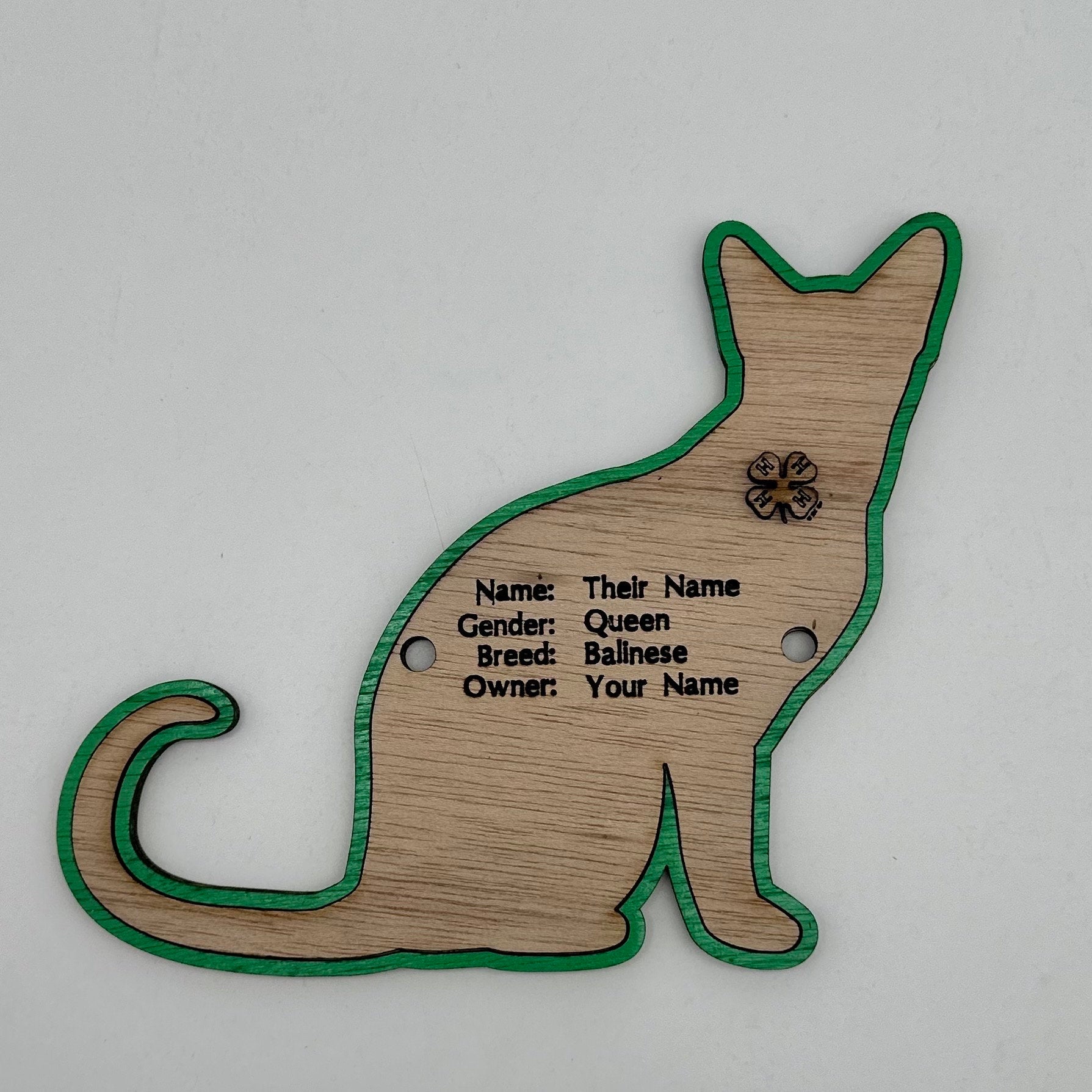 5" Cat cage tag pen stall name plate label for livestock shows Queen F ...